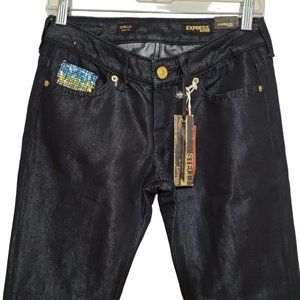 Express | Jeans | Express Stella Womens 6 Sky Bluegold Sequin ...
